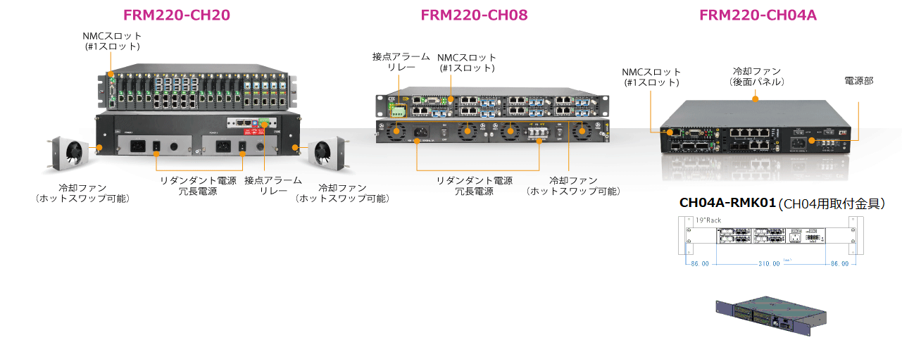 2U/1Uサイズ FRM220シリーズ用集合型シャーシ：FRM220-CH20/CH08/CH04Aシリーズ | データコントロルズ株式会社